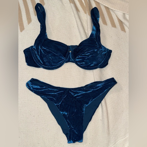 Vetchy | Swim | Elegant Blue Velvet Bikini Set | Poshmark